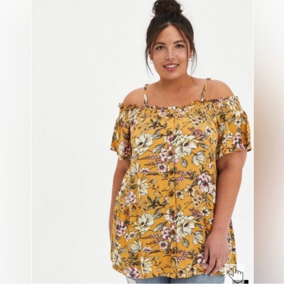 torrid | Tops | Torrid Blouse Size 4 Off The Shoulder Mustard Yellow ...